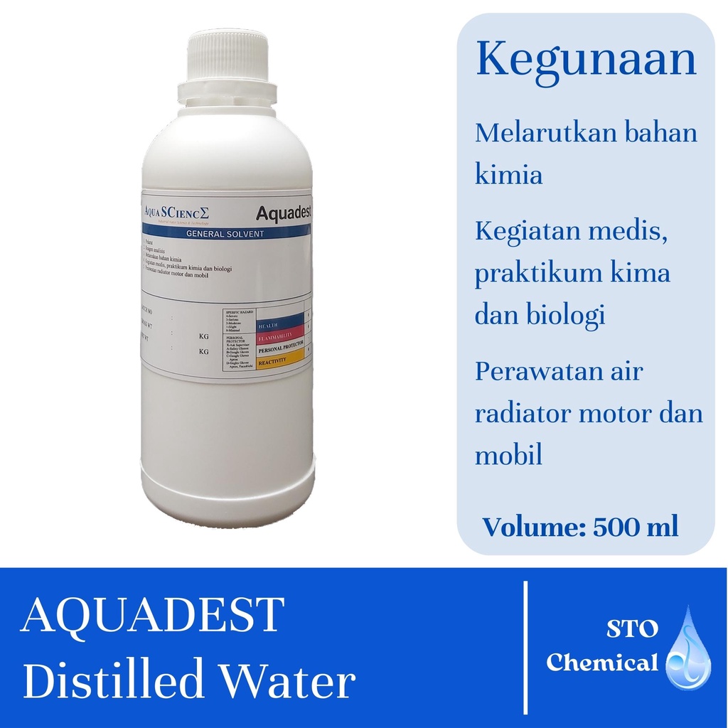 Jual Aquadest 500 ml / Distilled Water / Pure Water / Aquades / Akuades ...