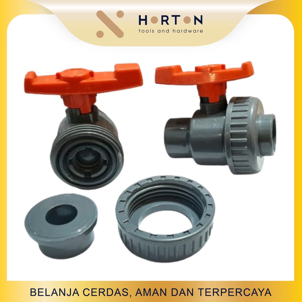 Jual Ball Valve Union PVC Watermur Single 1 1/2'' / Stop Kran PVC 1 1/2 Inch | Shopee Indonesia