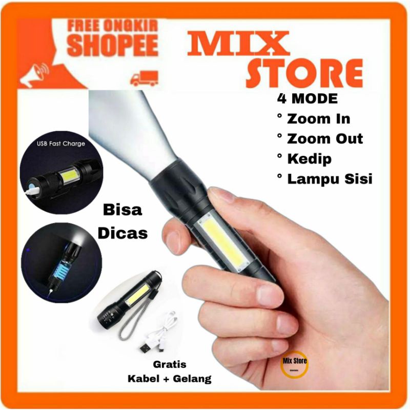 Jual SENTER POLICE SWAT LED USB 4 MODE SENTER CAS MINI USB SENTER MINI ...