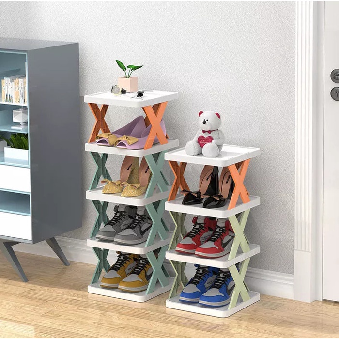 Jual Rak Sepatu Plastik Silang 4 Susun Shape Tempat Sendal Shoes Rack ...