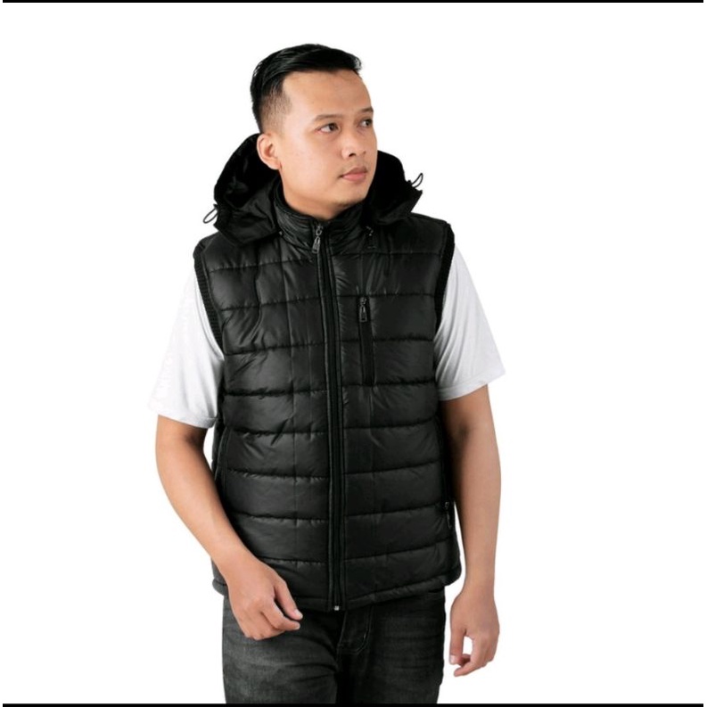 Jual Rompi Motor Anti Angin Vest Puffer Hitam Polos dan Kombinasi ...