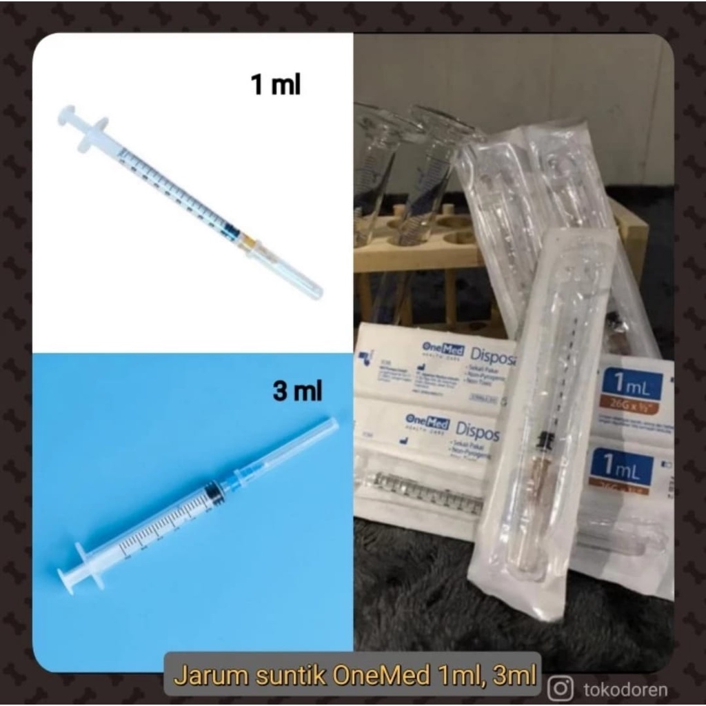 Jual Spuit Onemed 1ml 3ml 5ml 10ml untuk injeksi obat vitamin hewan ...