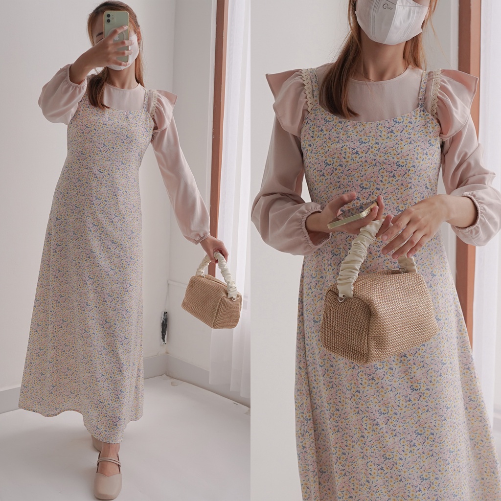 Jual Korean Overall Dress Korea - Haraskirt | Shopee Indonesia
