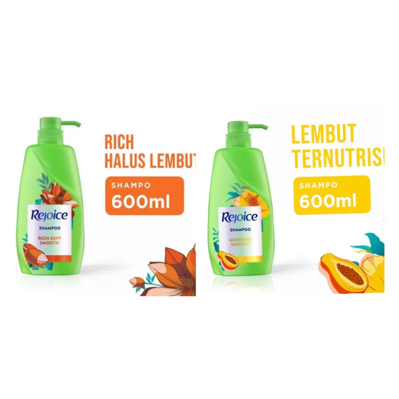 Jual Rejoice Shampoo Rich Soft Smooth / Moisture Smooth 600ml | Shopee ...