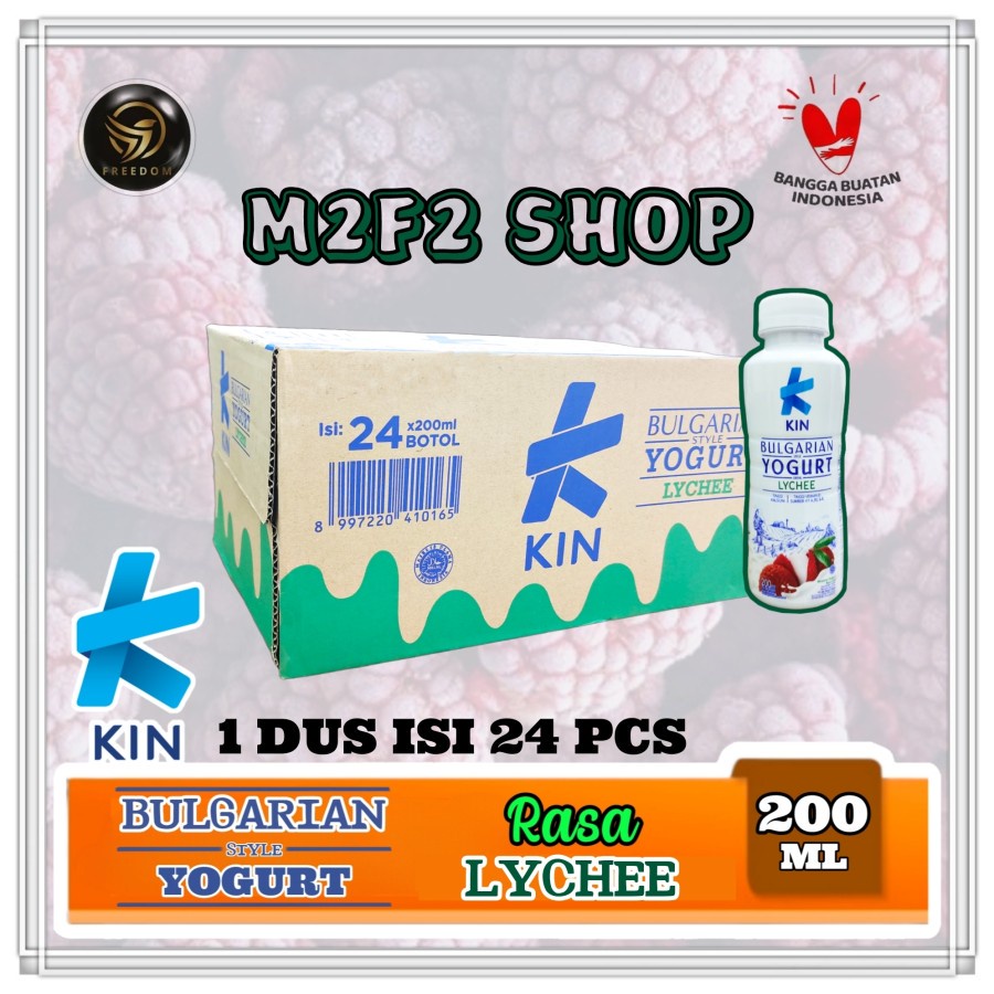 Jual KIN Bulgarian Yogurt Rasa Lychee | Leci Botol Pet - 200 ml (Kemasan Karton) | Shopee Indonesia