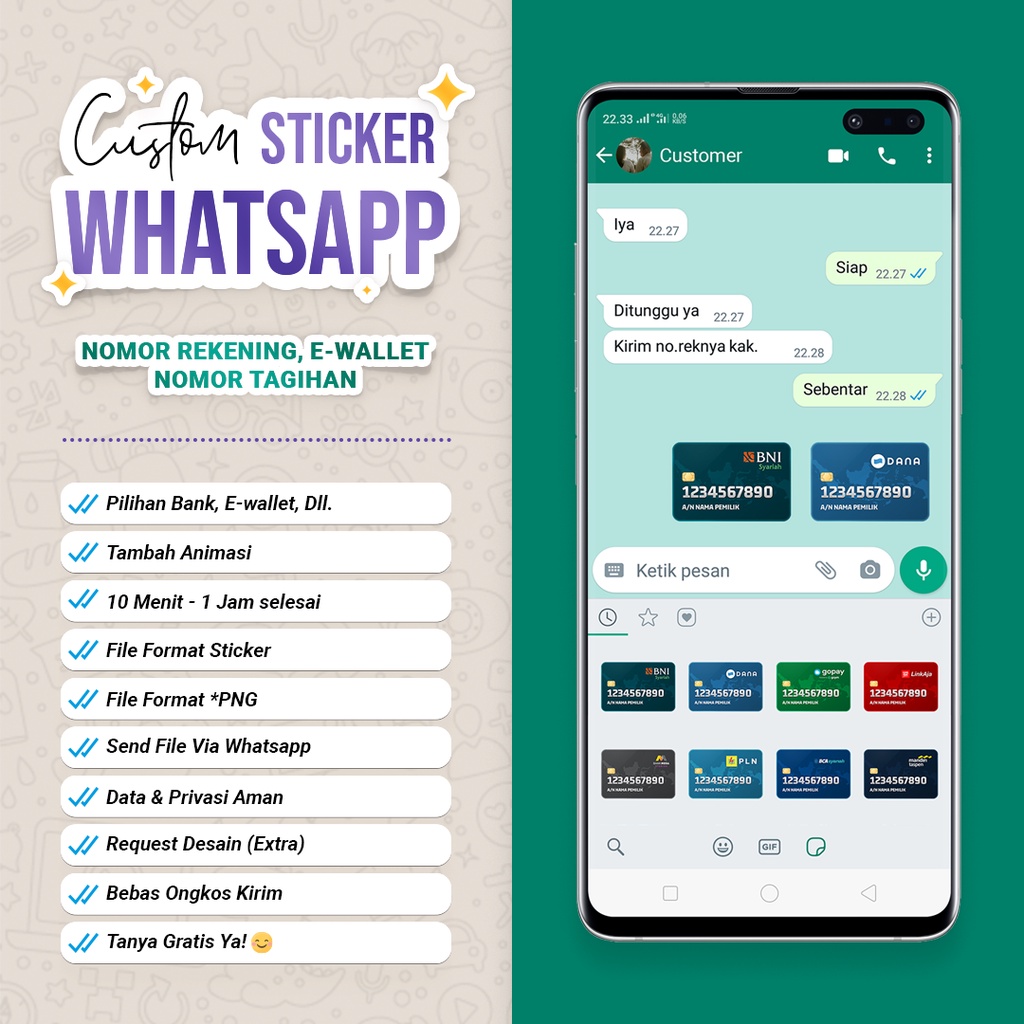 Jual Desain Sticker Whatsapp Custom Rekening E-money Tagihan (+Animasi ...