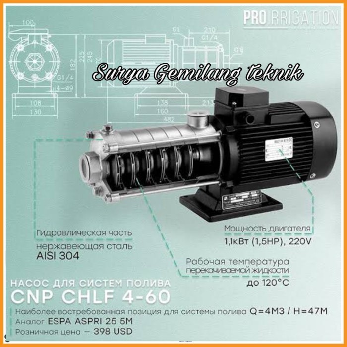 Jual Pompa Cnp Chlf.4-60 1Phase 220Volt Pompa Air Cnp Stainless Steel ...
