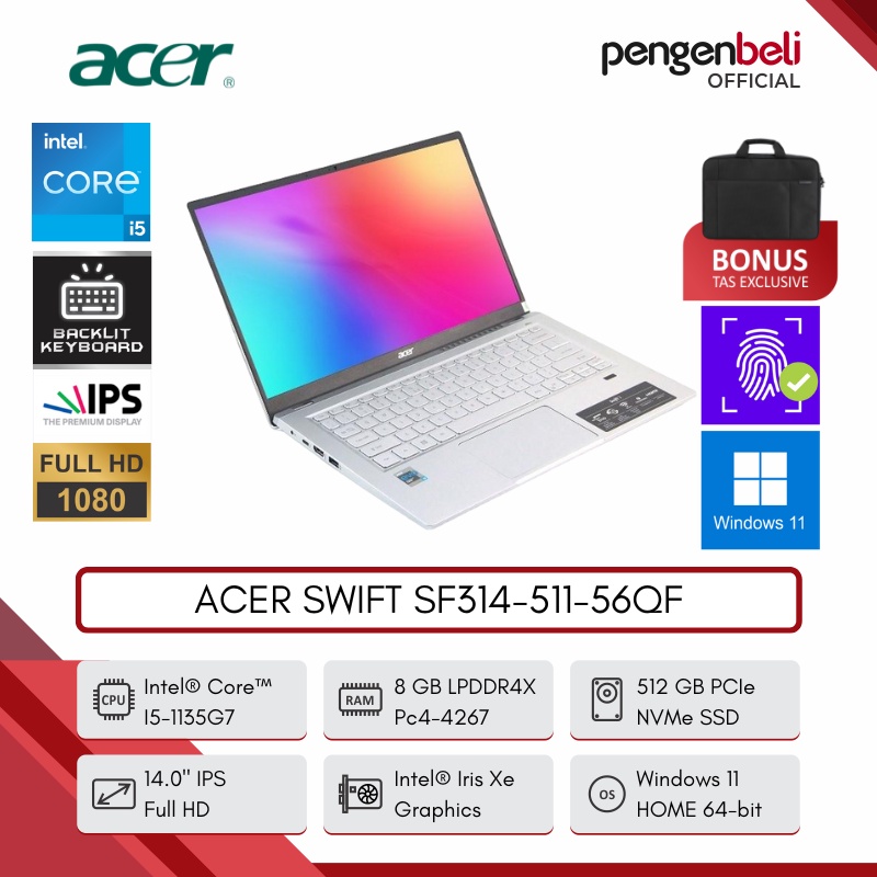 Jual Pengen Beli Official Acer Swift 3 Sf314 511 56qf [core I5 1135g7