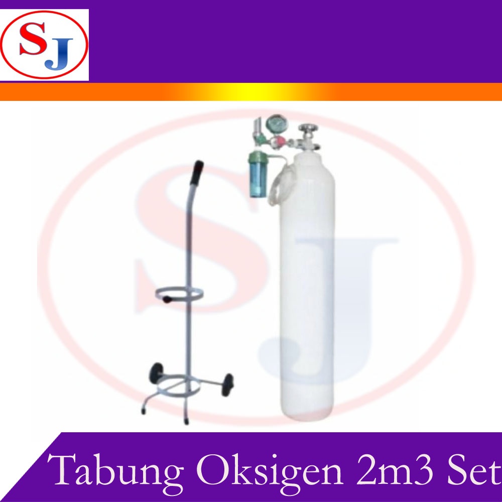 Jual Tabung Oksigen 2m3 set ( tabung+troli+regulatcor+selang nasal) | Shopee Indonesia