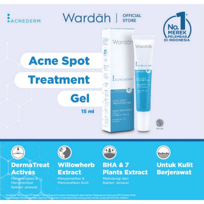 Jual Wardah Acnederm Acne Spot Treatment Gel 15 ml | Shopee Indonesia