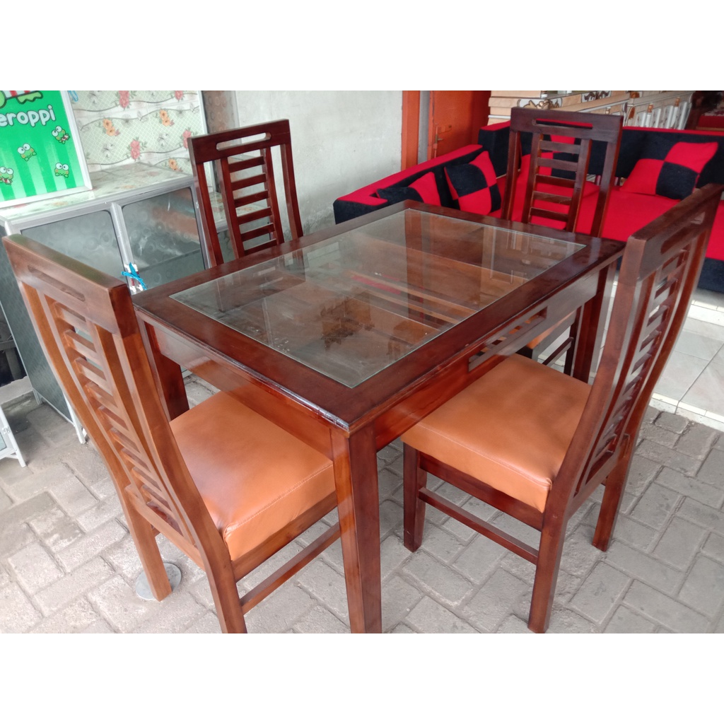 Jual Kursi Makan Keluarga Minimalis Kayu Jati 4 6 Kursi Bahan kain Oscar Premium Meja Makan Free ...