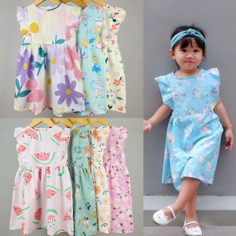 Jual Daster Anak 2 3 4 5 tahun - Dress Anak Katun - Dress Harian Anak ...