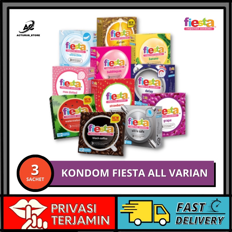 Jual Kondom Fiesta Isi 3 Sachet Berbagai Rasa - Strawberry - Grape ...