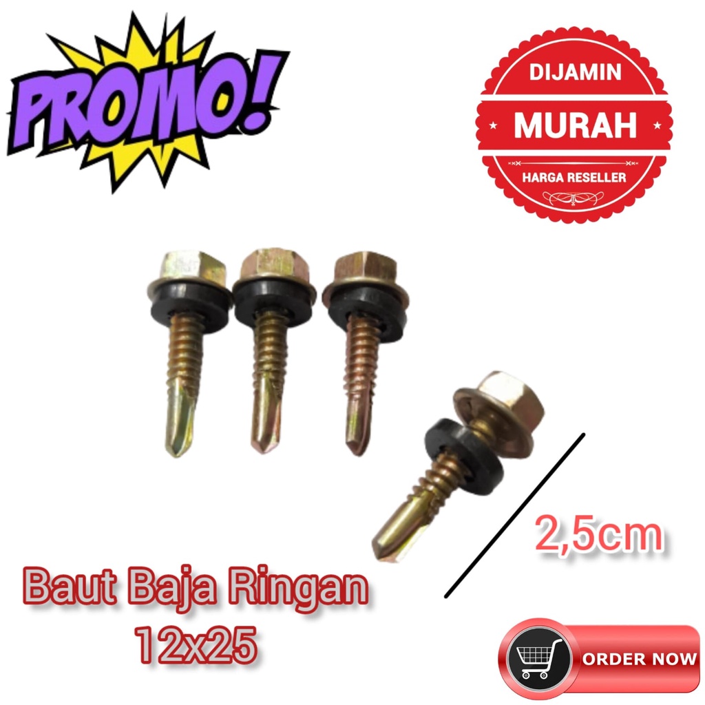 Jual Baut Roofing Kuning 12 x 25 12x25 2,5cm Sekrup Skrup Baja Ringan ...