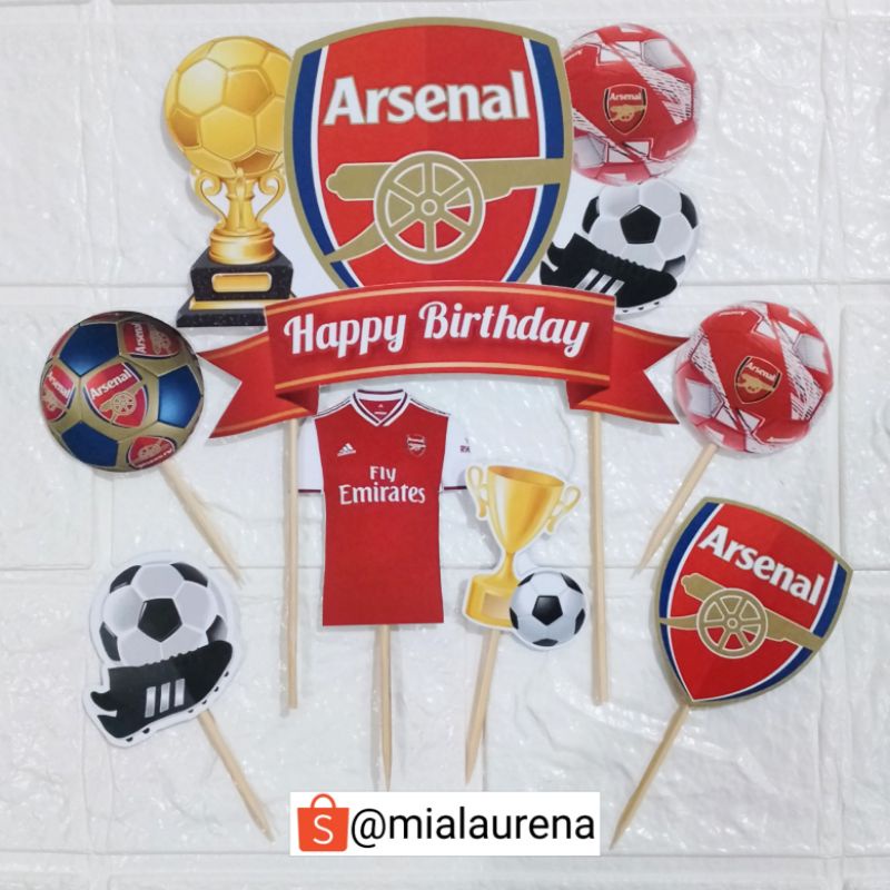 Jual topper birthday cake/ hiasan kue ulang tahun tema bola arsenal ...