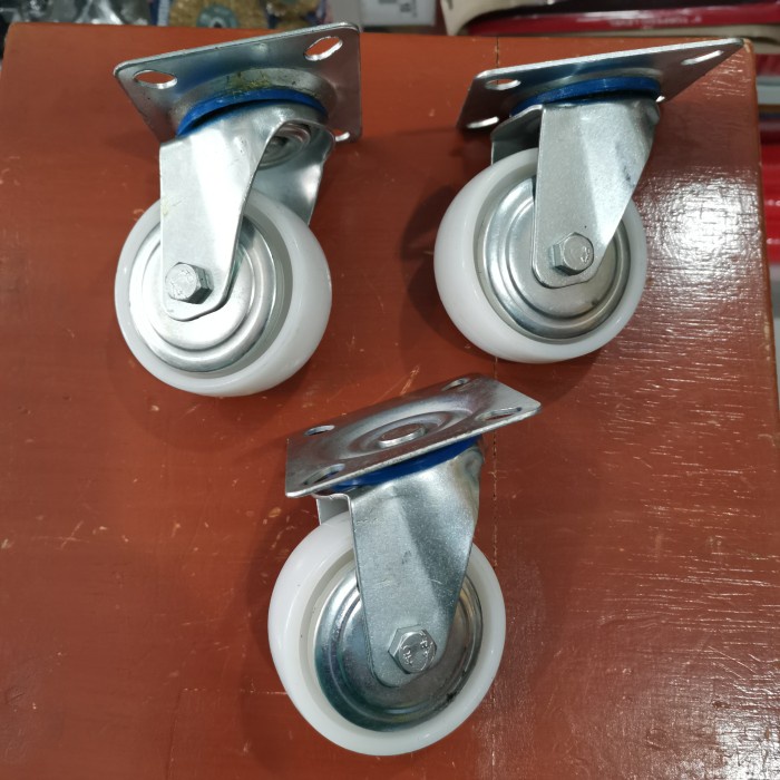 Jual Roda troli 3" hidup nylon roda trolly 3 inch putar nilon roda ...