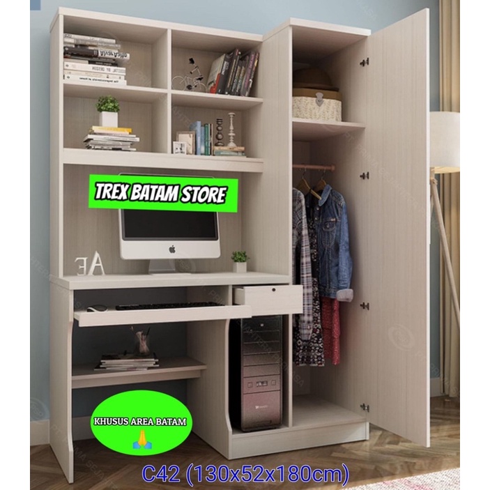 Jual MEJA KOMPUTER LEMARI C42 UK 130x52x180CM (BATAM) | Shopee Indonesia