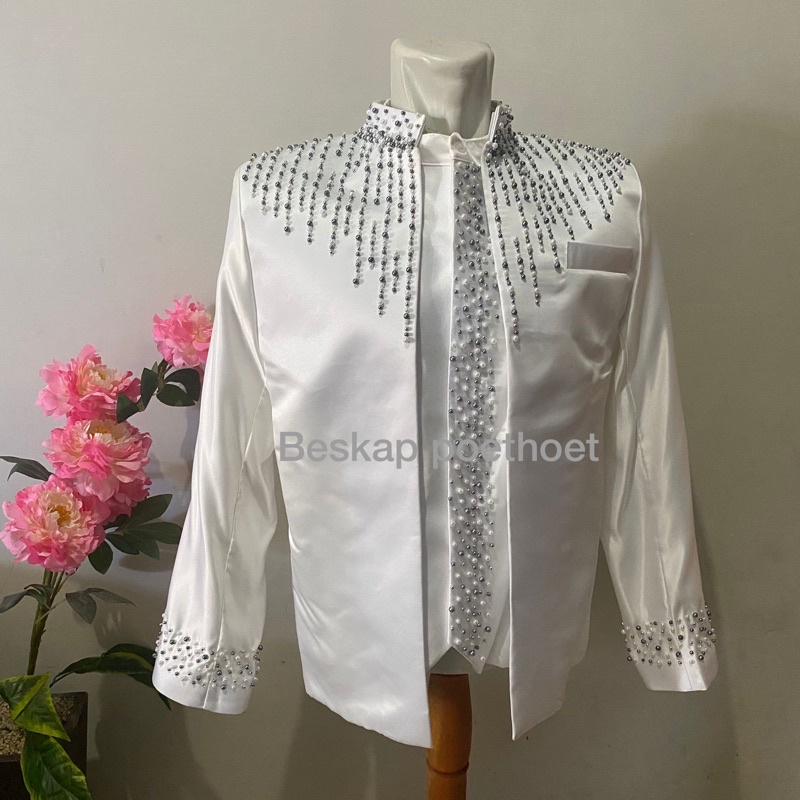 Jual jas pengantin basofi akad nikah resepsi mutiara putih broken white ...