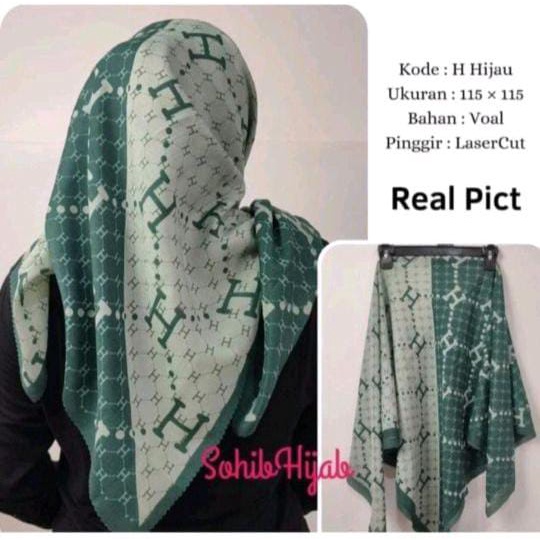 Jual Hijab segiempat voal motif Denay H Premium | Shopee Indonesia