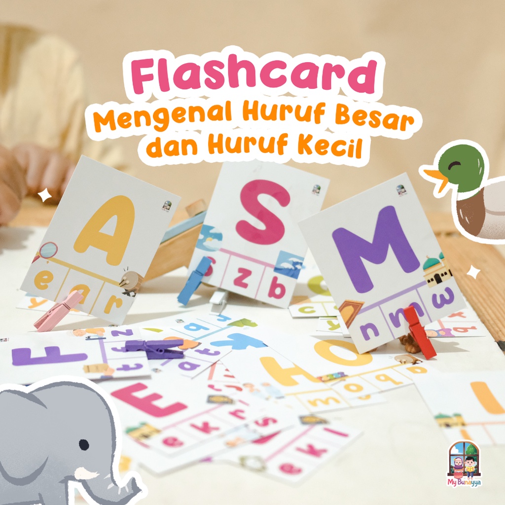 Jual Flashcard - Mengenal Huruf Besar dan Huruf Kecil (Free 4 Jepitan ...