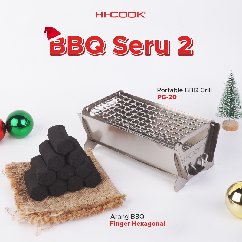 Jual Paket BBQ Seru 2 - Portable BBQ Grill PG-20 + Arang Finger Hexagonal | Shopee Indonesia