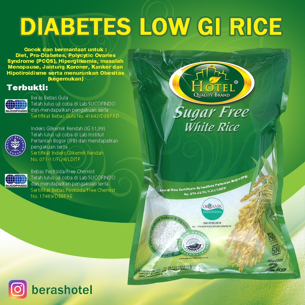 Jual Beras Diabetes Organik 2 kg - BERAS DIABETES LOW GI White Rice ...