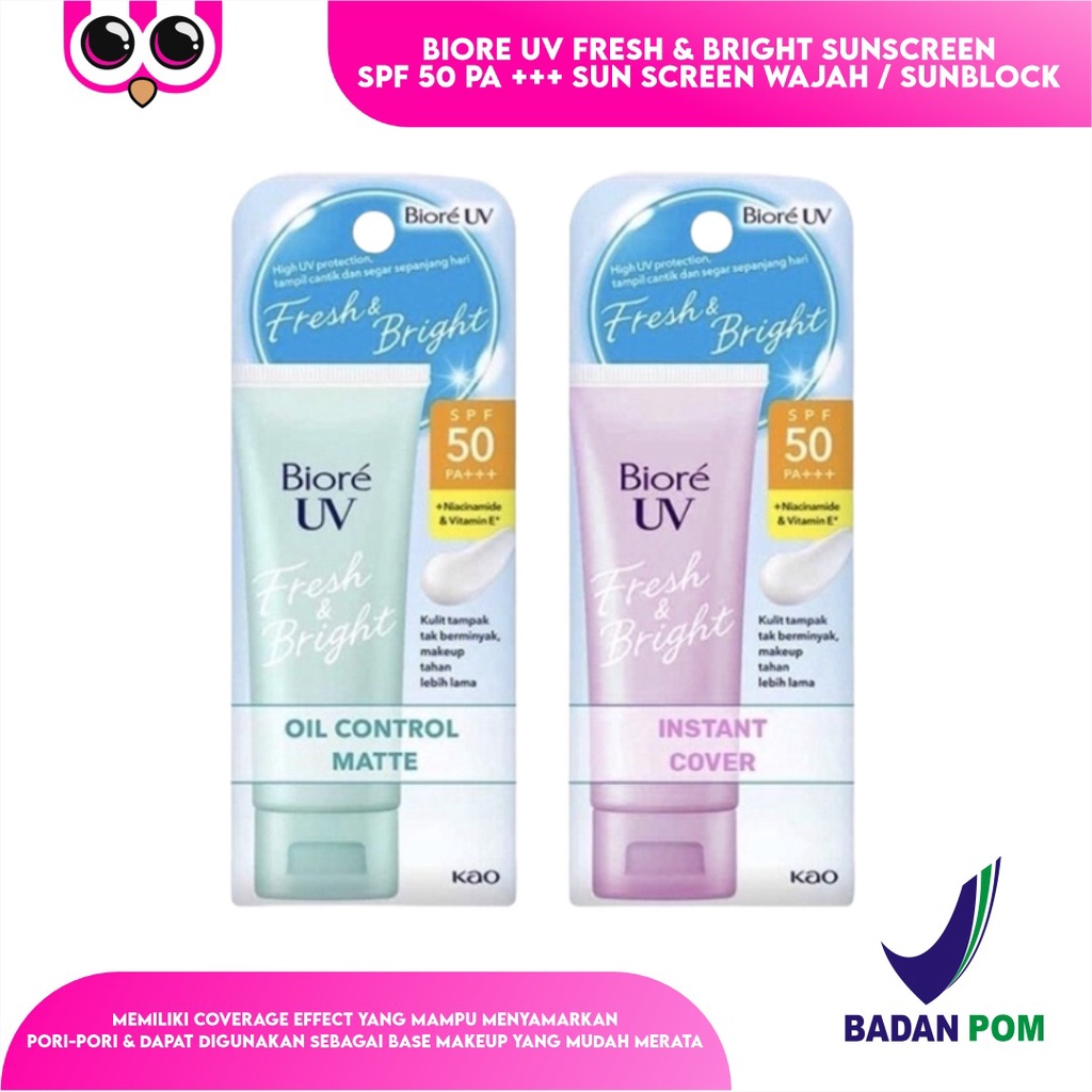 Jual BIORE UV FRESH & BRIGHT SUNSCREEN SPF 50 PA +++ SUN SCREEN WAJAH ...