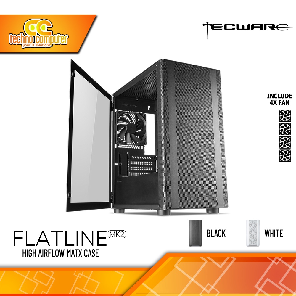 Jual CASING TECWARE FLATLINE TG MK2 BLACK - Mini Tower mATX Case ...