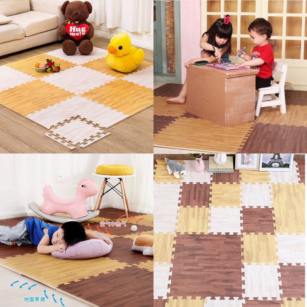 Jual Puzzle Alas Lantai Eva Mat Wood Karpet Tikar Motif Kayu Alas ...