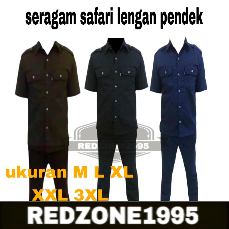 Jual Seragam Safari Security Coklat Terbaru Lengan Pendek Baju Safari ...