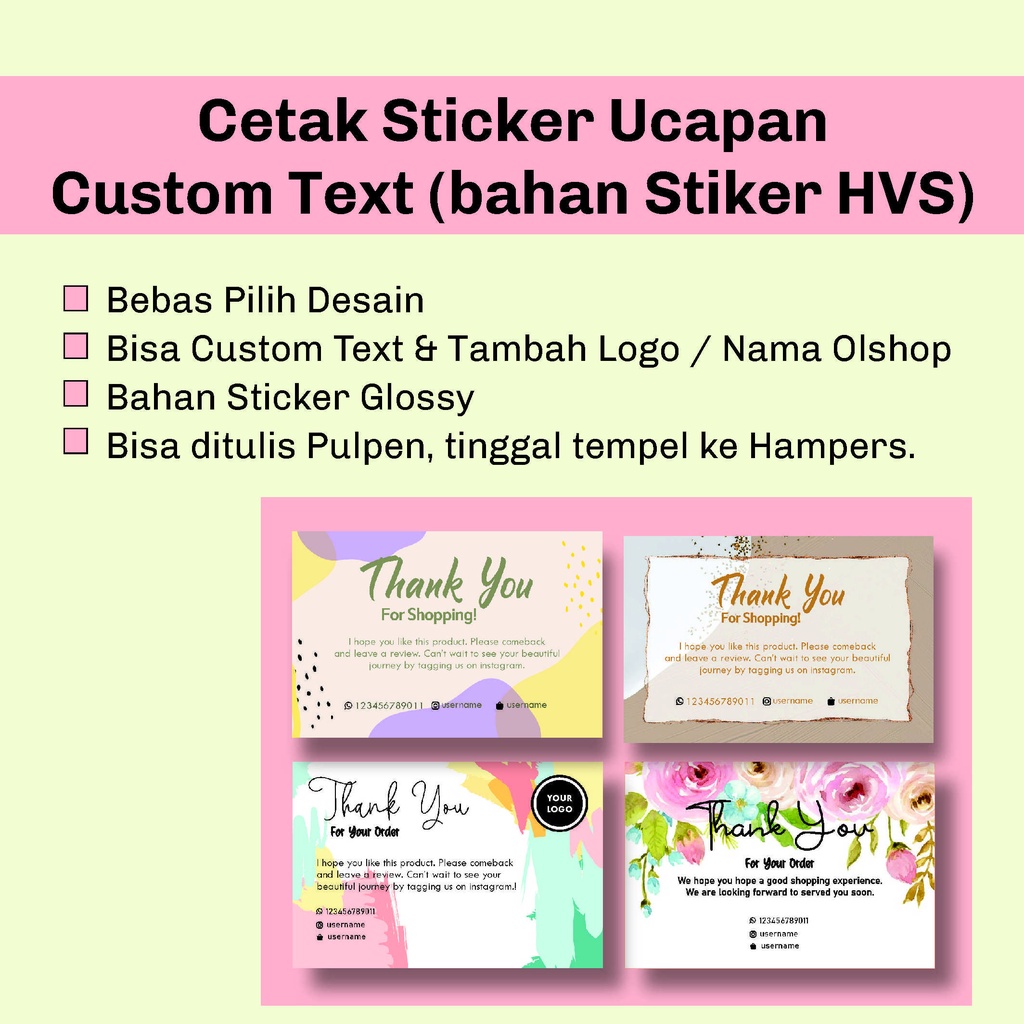 Jual Cetak Stiker ucapan custom text dengan bahan sticker HVS matte ...