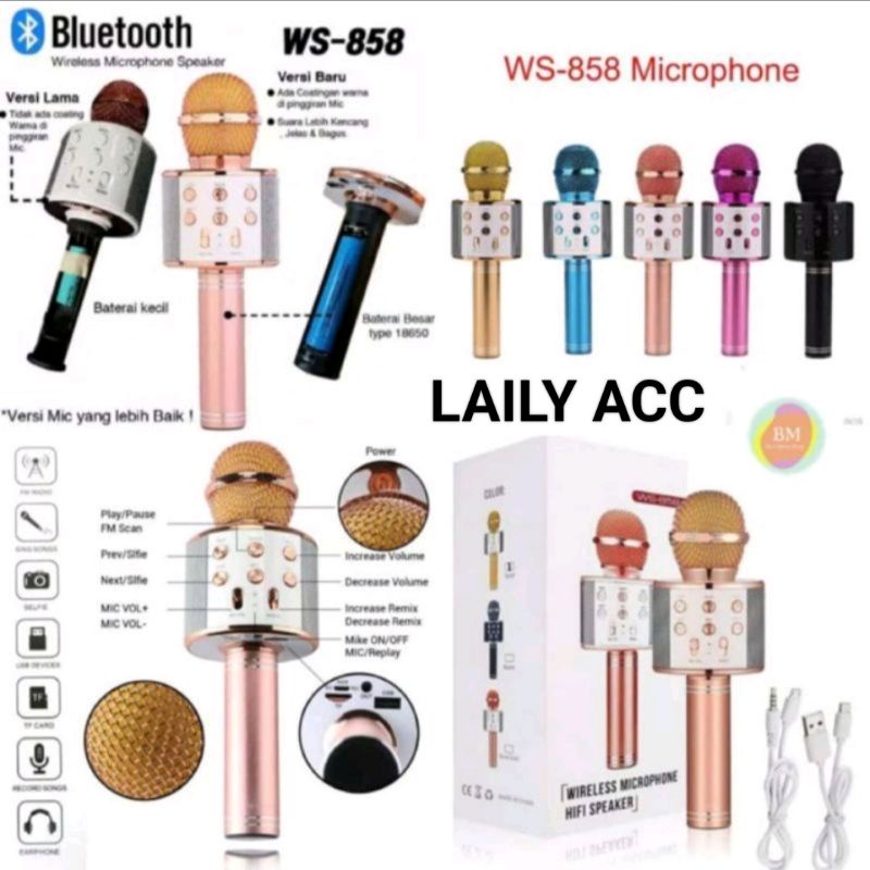 Jual mic karaoke bluetooth WS 858mic wireless mic rophon | Shopee Indonesia