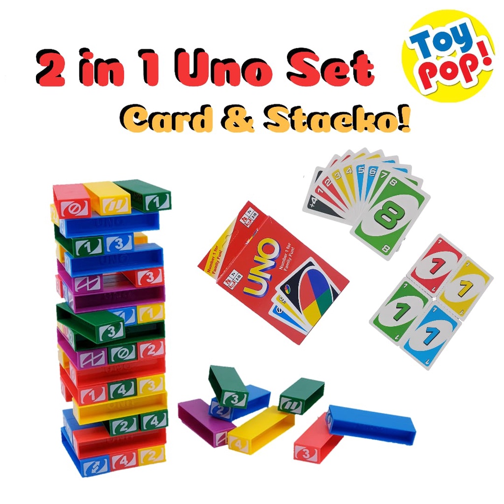 Jual Mainan Edukasi Paket Mainan Uno Kartu dan Stacko 2 in 1 Lengkap ...