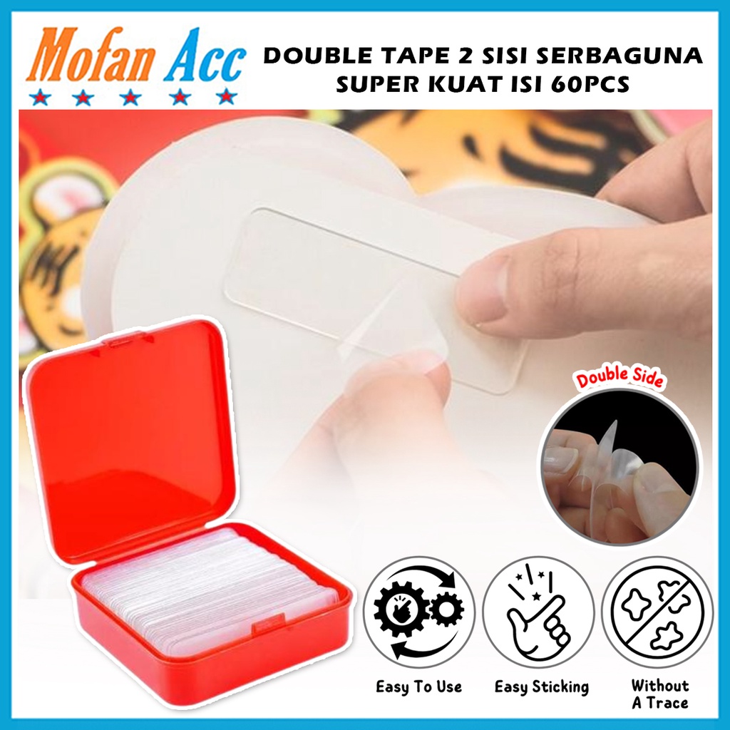 Jual Sticker Double Tape Gel 2 Sisi 1 Box Isi 60 pcs Isolasi Bening ...