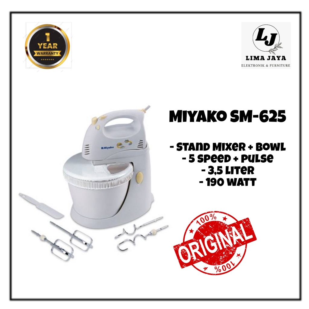 Jual MIYAKO Mixer SM-625 Stand Mixer Miyako Bowl 3,5 liter | Shopee ...