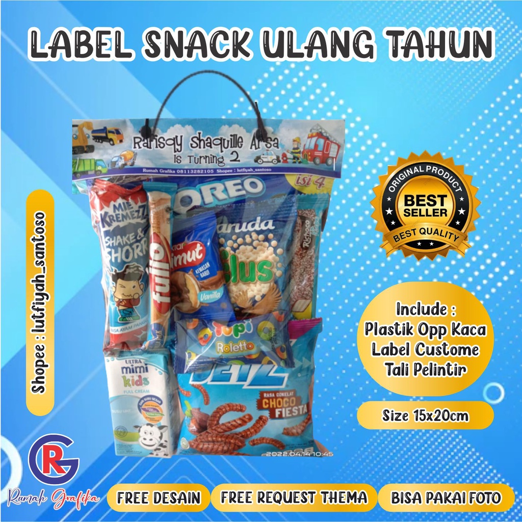 Jual RUMAH GRAFIKA LABEL PLASTIK SNACK ULANG TAHUN - TAS JAJAN ULTAH ...