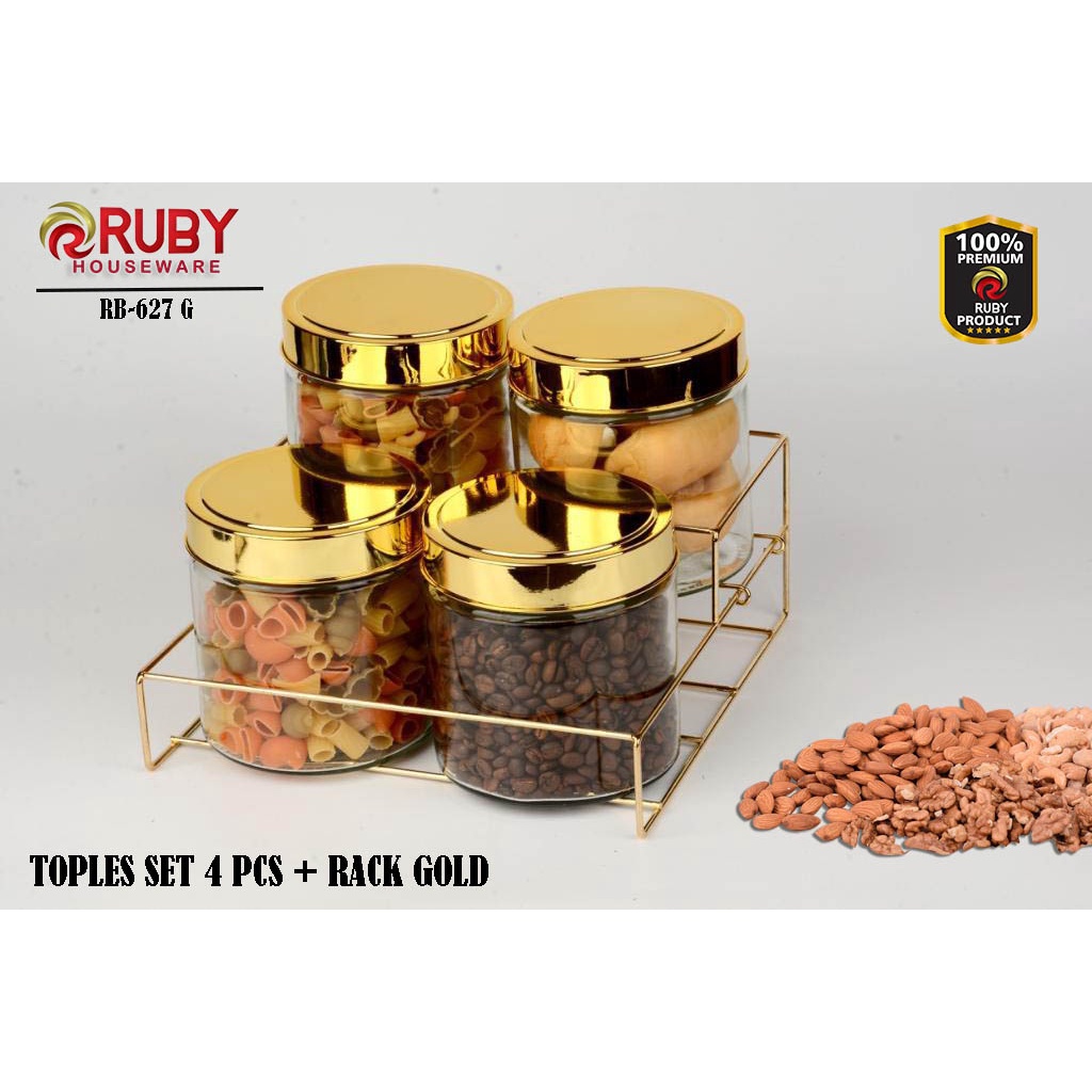Jual RUBY Toples set 4 pcs + rak RB-627 / toples set dengan rak/ toples ...