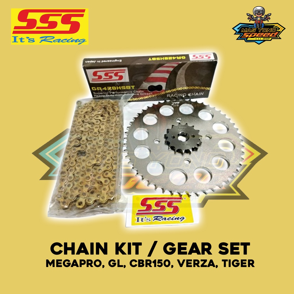 Jual SSS Chain Kit Gear Gir Set Rantai Gold Emas Megapro GL CB150 CBR150 Verza Tirev Tiger Tipe ...