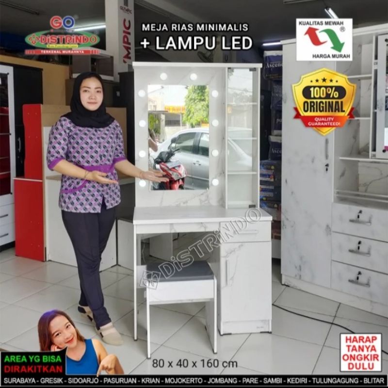 Jual Meja Rias + Lampu LED Besar Dengan Rak Pintu Kaca Ada Laci Dan ...