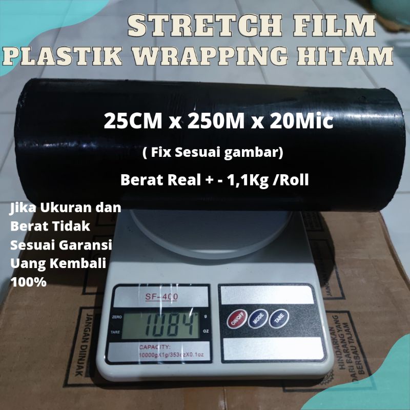 Jual Plastik Wrapping Hitam Stretch Film 25CM x 250M x 20MIC [ Berat ...