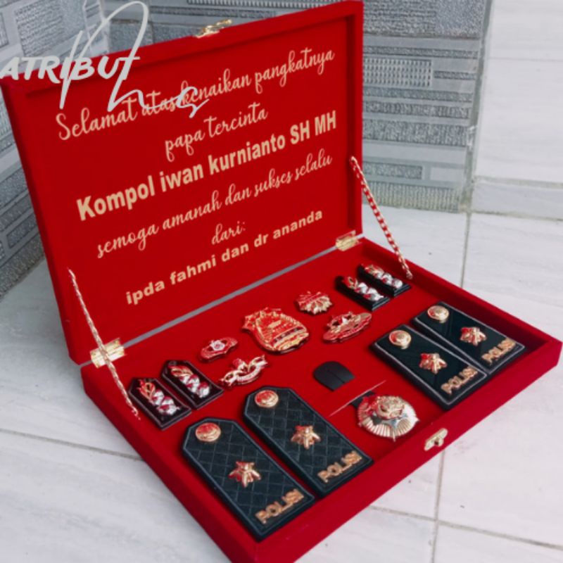 Jual pangkat Kompol polisi PDH PDU sepaket box set bisa custom | Shopee ...
