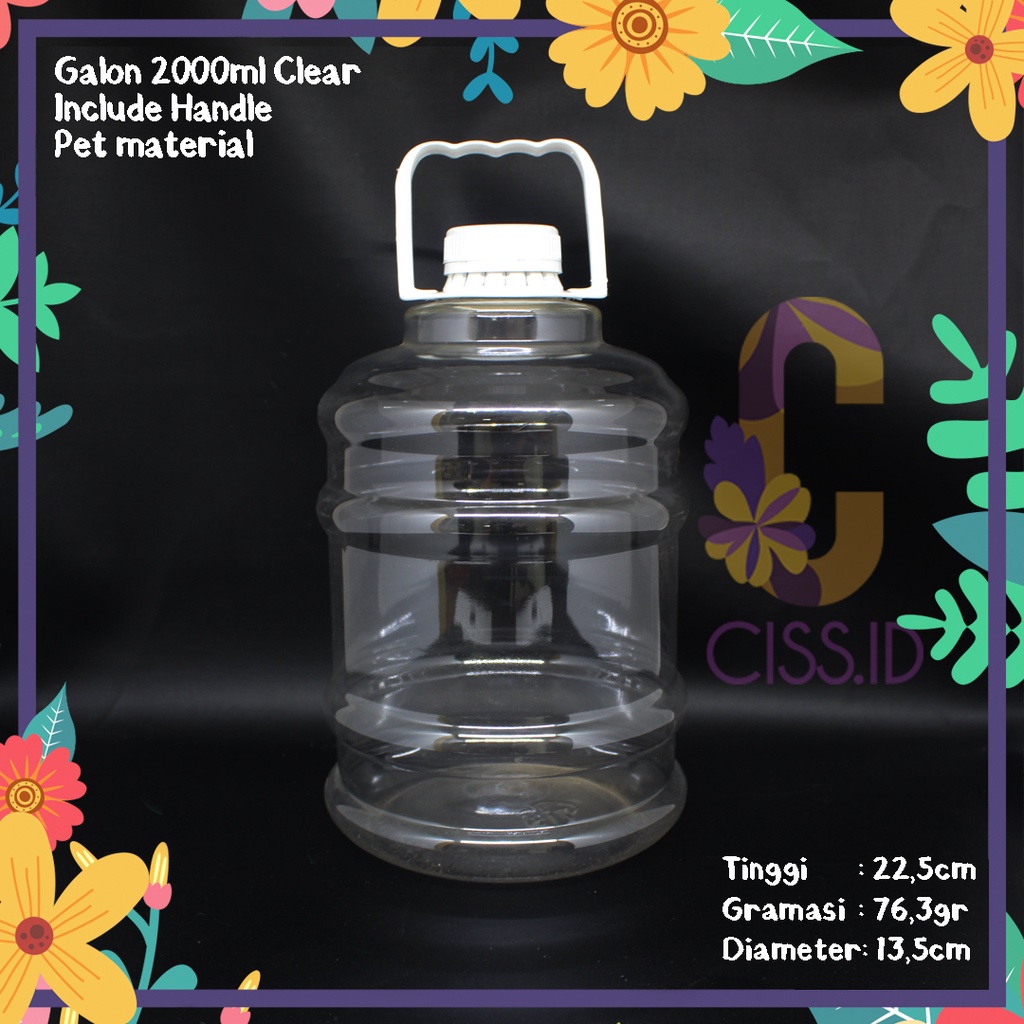 Jual BOTOL PLASTIK GALON MINI 2000ML 2 LITER BENING PLUS HANDLE PET ...