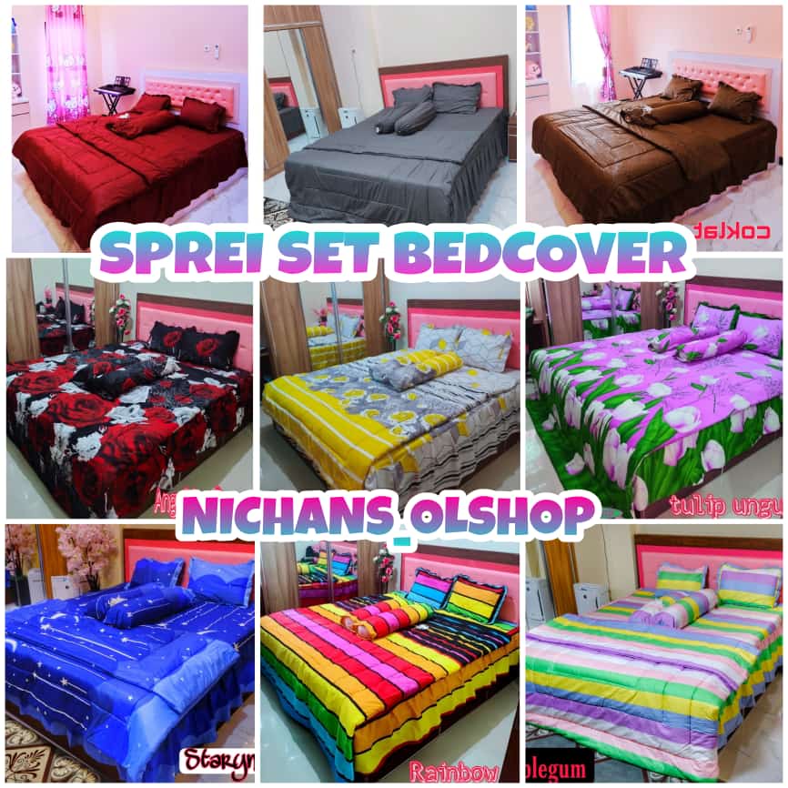 Jual SPREI RUMBAI SET BEDCOVER SIZE NO 1 UK 180 X 200 CM SPREI SET ...