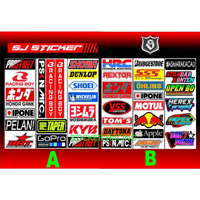 Jual Stiker Racing Pack Stiker Motor Sticker Lembaran Anti Luntur ...