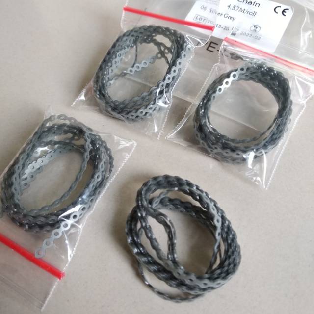 Jual Karet Power Chain Behel Gigi 1 Pack Isi 5 Pcs Warna Silver / Karet ...