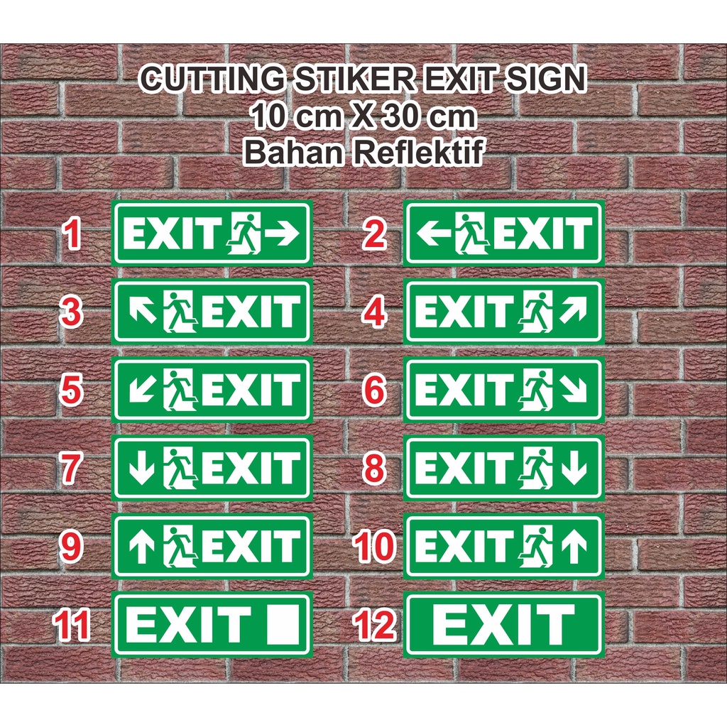 Jual Stiker emergency exit sign | Cutting sticker reflektif | Shopee ...