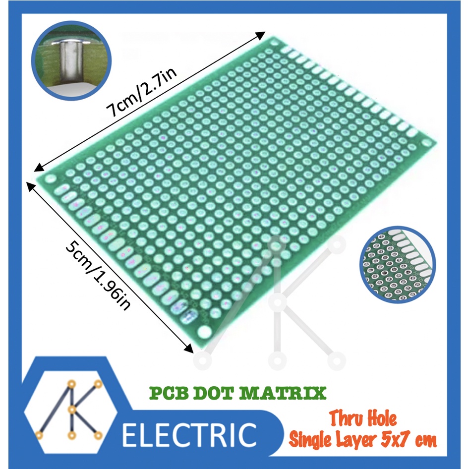 Jual PCB LUBANG BOLONG DOT MATRIX THRU HOLE SINGLE LAYER 5X7CM | Shopee Indonesia