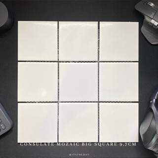 Jual Mozaic Keramik Import Consulate Kotak Putih Besar Big Square 9,7cm ...