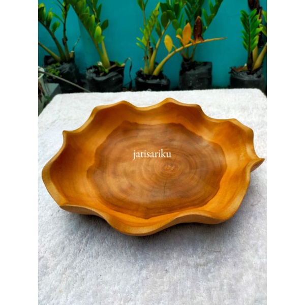 Jual Mangkok kayu jati kerang ukuran 25cm-30cm/tempat buah/makanan unik ...