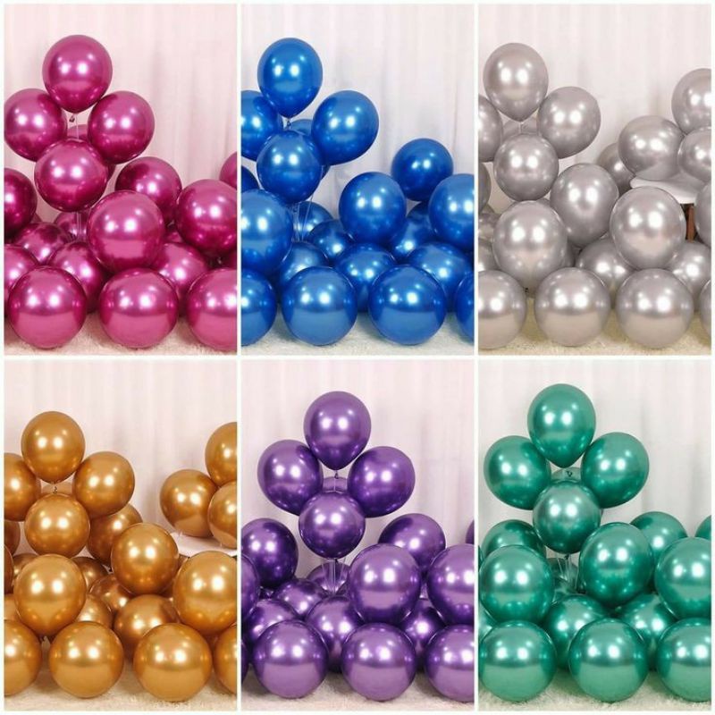 Jual Balon Bulat Polos Latex Chrome | Shopee Indonesia